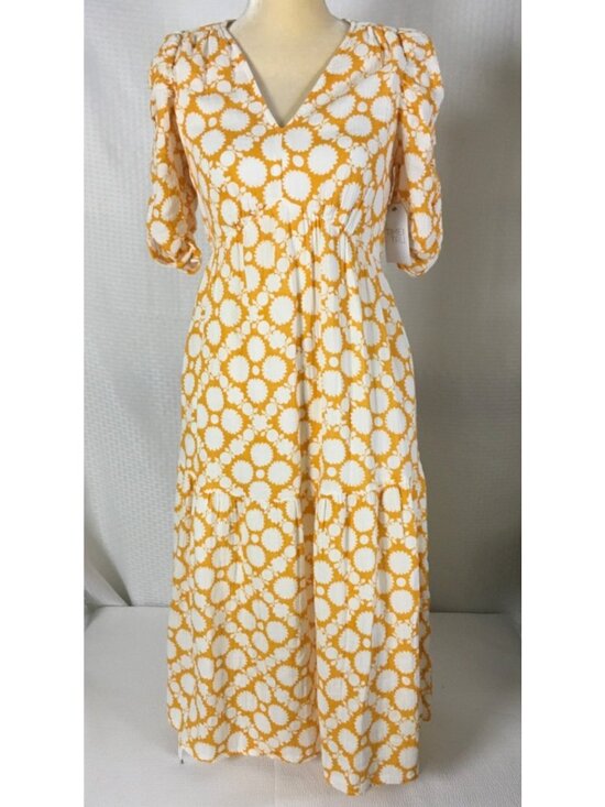 Time and Tru | Dresses | Time And Tru Midi Dress Size Xs Yellow White ...
